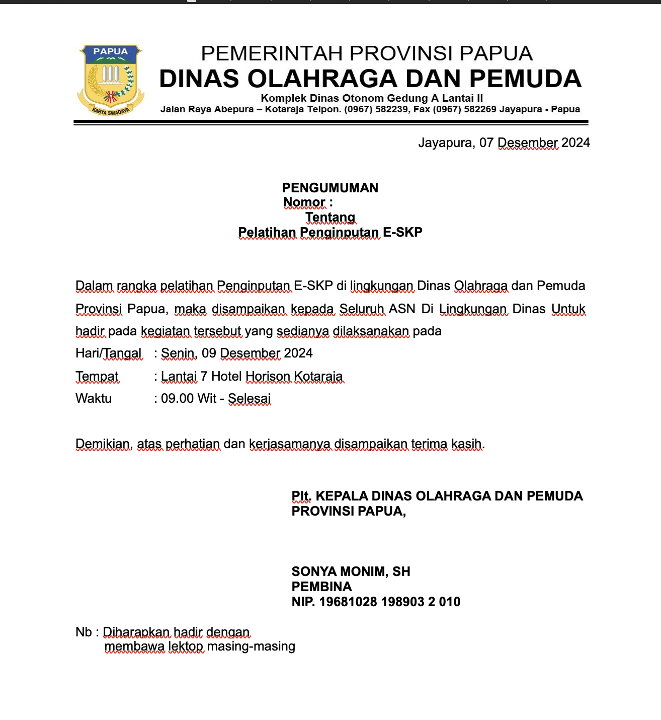 DINAS OLAHRAGA DAN PEMUDA